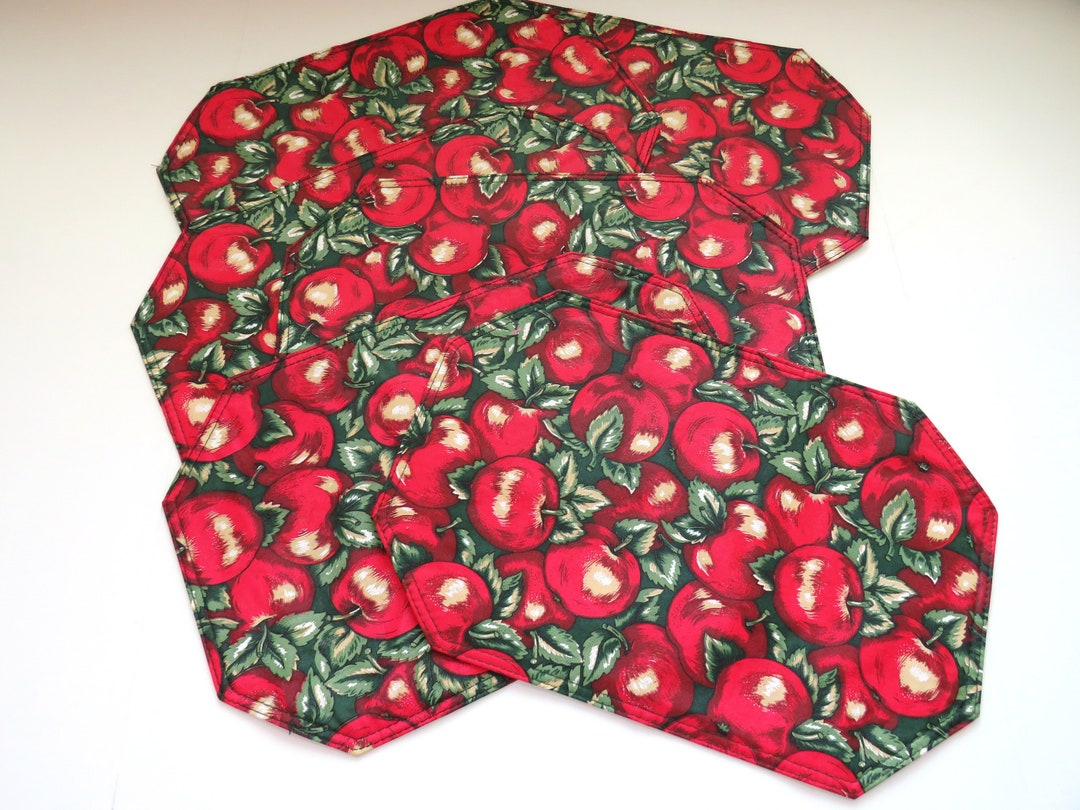 1980s Reversible Soft Vinyl Apples Placemats Set of 6 Red Green Apple ...