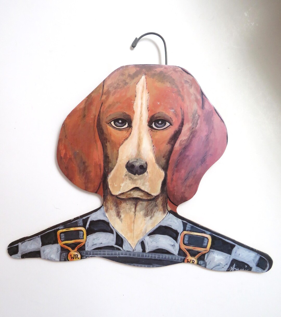 Wooden BEAGLE Dog Coat Hanger - Signed Annie - Annie Rhinehart Stupell ...