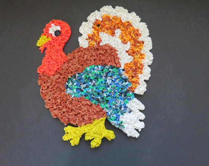1970s Vintage Melted Popcorn Turkey Decoration Thanksgiving Decor Fall ...