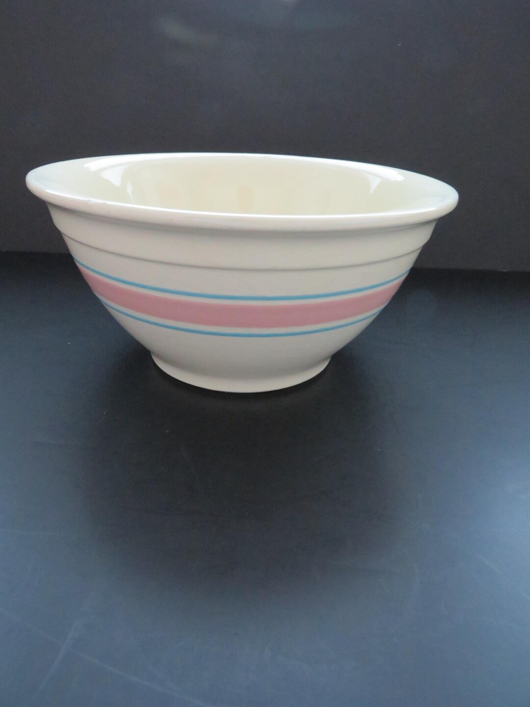 1940s Mccoy Mixing Bowl - 10 Inch Pink Blue Stripes - Oven Ware USA ...
