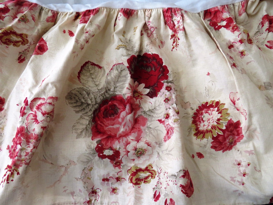 Waverly Garden Room FULL DOUBLE Floral Bedskirt Norfolk Rose Rust Pink ...