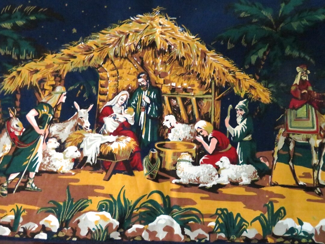 Vintage Christmas Nativity Tablecloth by Bardwil Linens Night in ...
