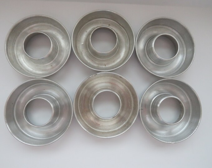 6 Round Metal Ring Molds - Vintage Mirro Aluminum Baking Pans Mini ...