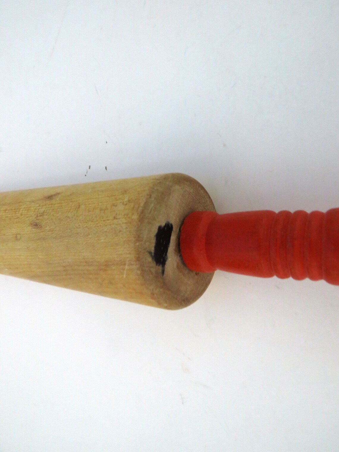 1940s Solid Wooden Rolling Pin Red Grooved Revolving Handles - Etsy
