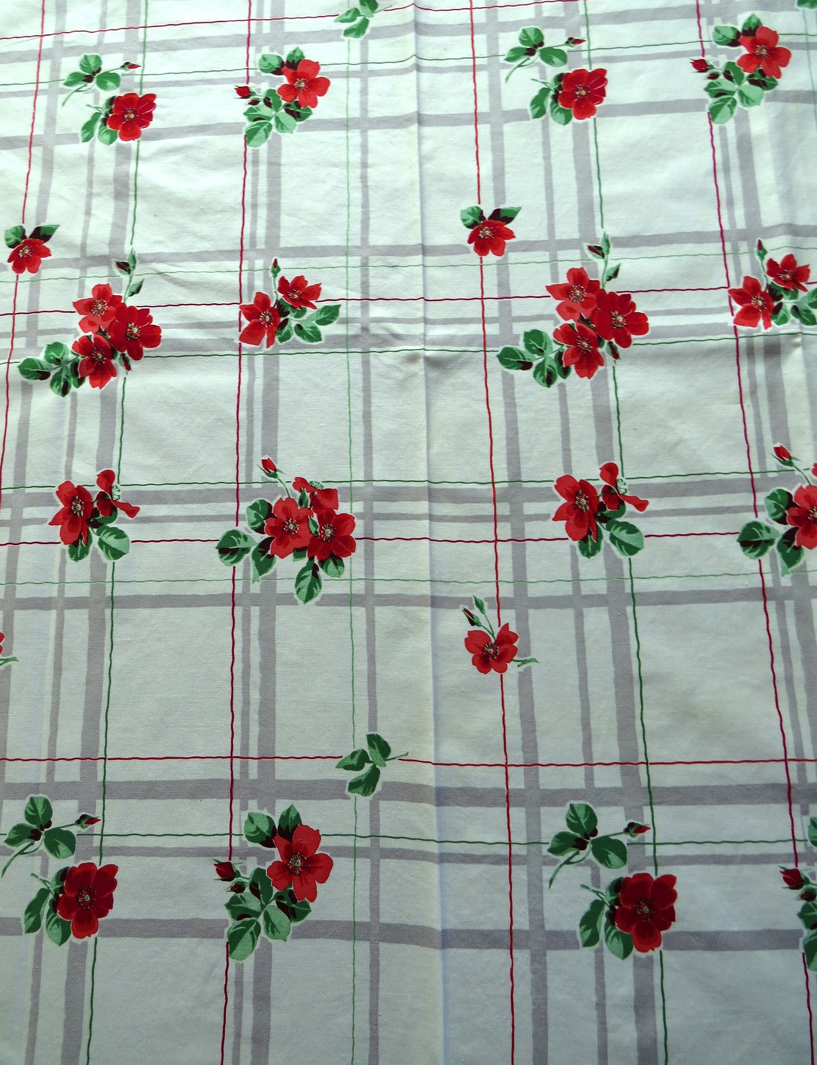 1950s Wilendur Square Floral Tablecloth Lynbrook Red Wild - Etsy