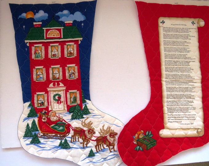 Large Quilted Christmas Stocking Fabric Panel - A Visit From Saint ...
