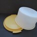 1980s Tupperware Cake Taker 2 Piece 9 Inch Yellow Gold Base Clear Dome ...
