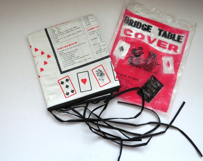 Vintage BRIDGE Table Cover With Rules - Vinyl Bridge Tablecloth Bridge ...
