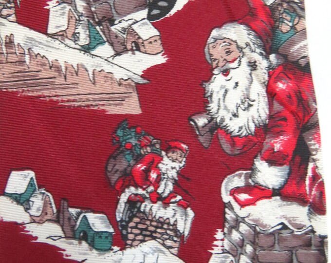 Santa Claus Silk Christmas Necktie by Cambridge Classics - Dark Red Tie ...