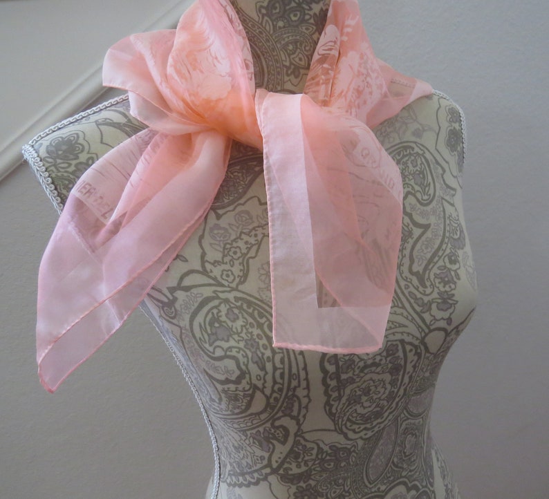 1950s ARIZONA Souvenir Nylon Scarf - Sheer Pink Neck Scarf - Tourist ...