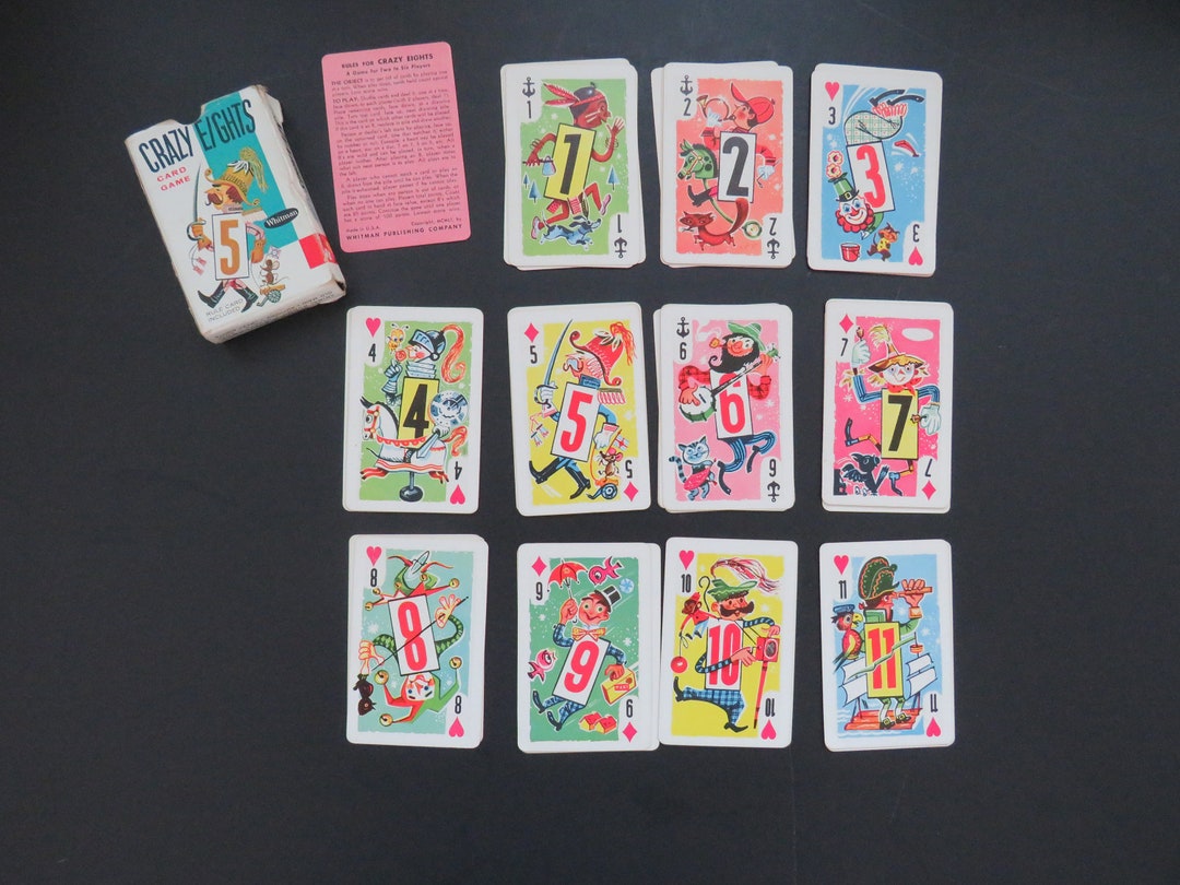 1951 Crazy Eights Playing Cards by Whitman - COMPLETE Full Deck ...