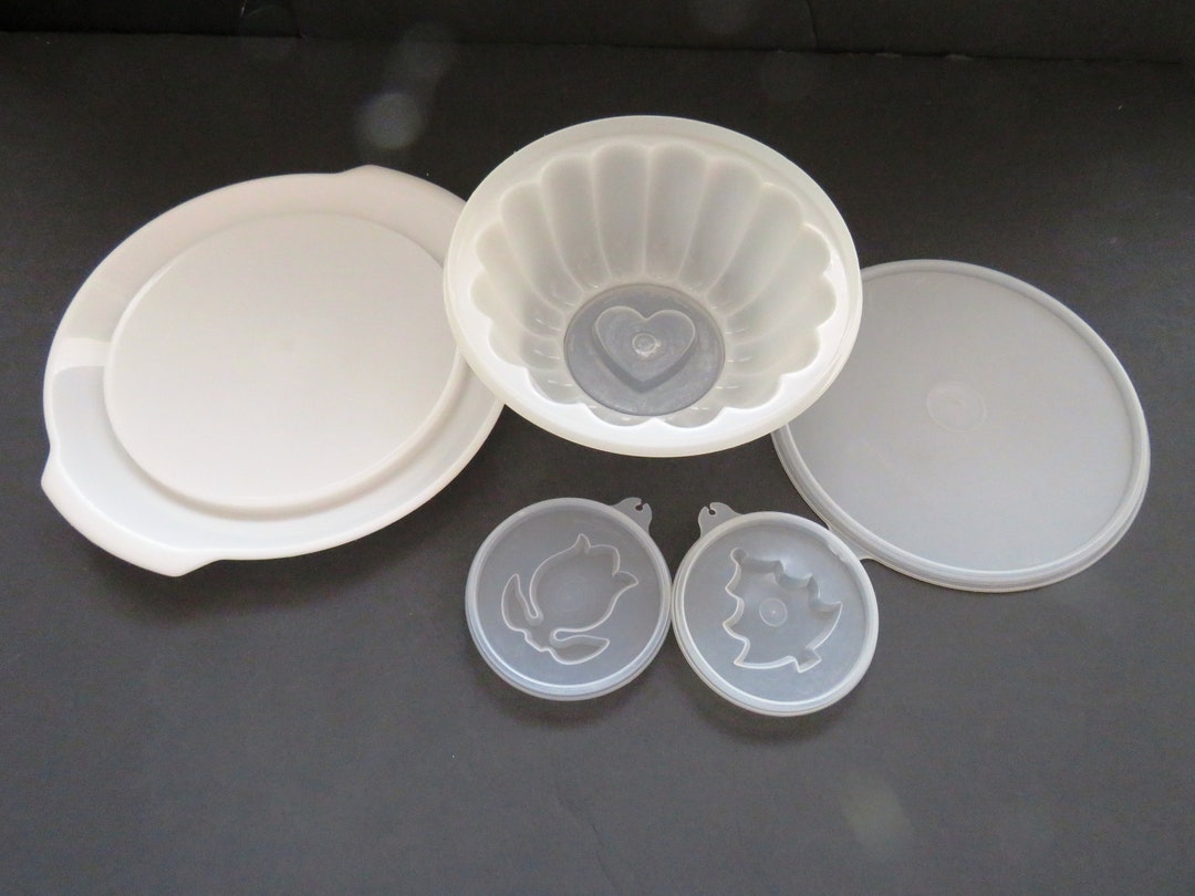 1970s Tupperware Jello Mold Jel N Serve Mold 6 Pieces White Fluted Mold ...