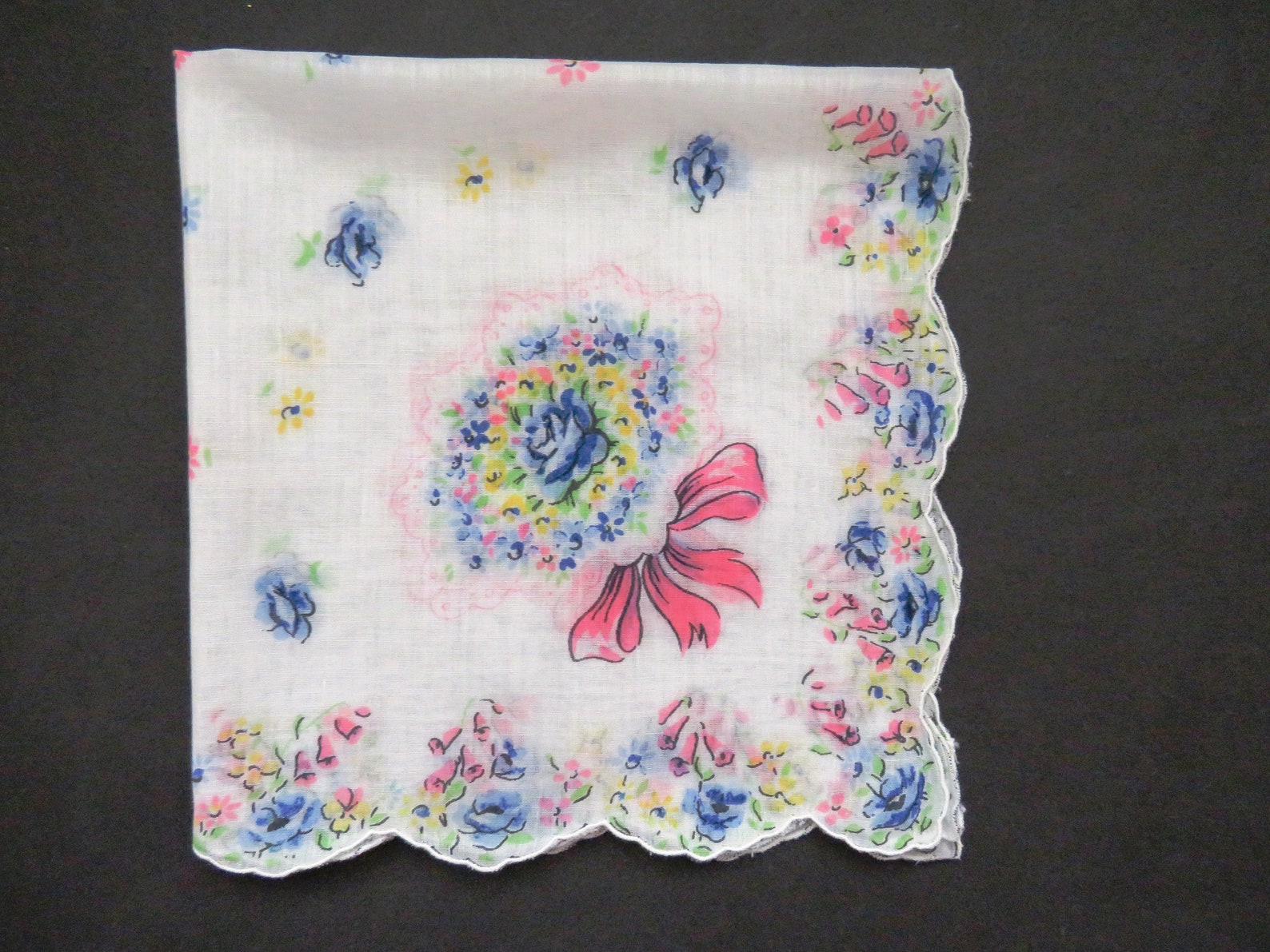 Vintage Floral Handkerchief Bouquets of Flowers Hanky Blue - Etsy