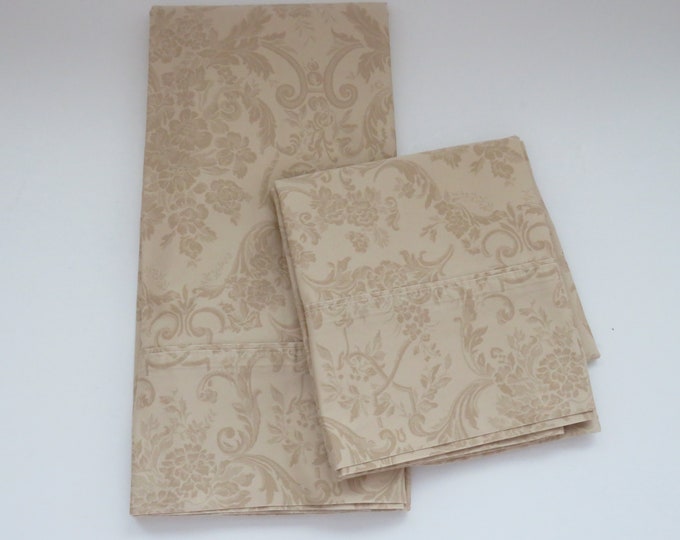 Pair Ralph Lauren Standard Pillowcases - Adriana Ivory Scroll Pattern ...