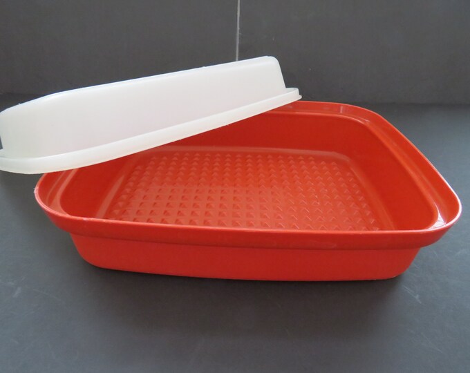 Tupperware Large Season Serve Marinade Container Paprika Orange Plastic ...