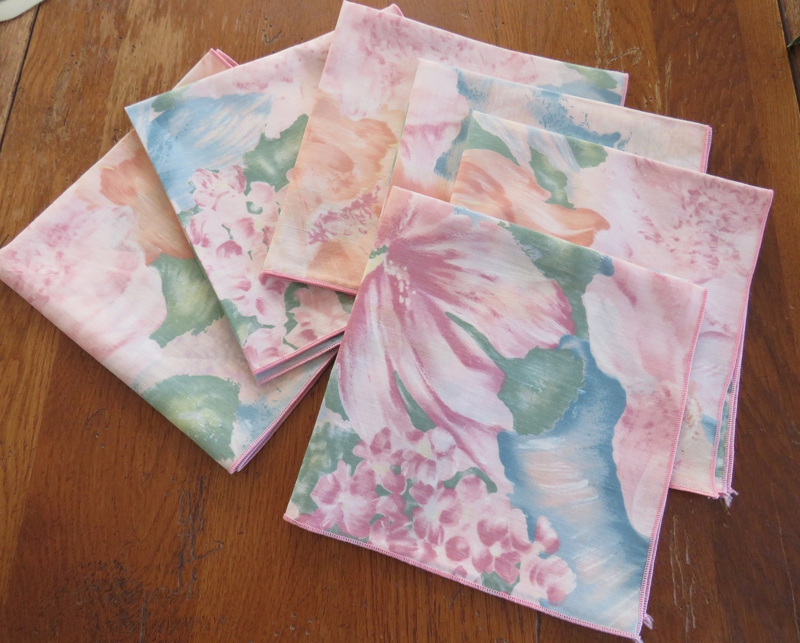 Vintage Pastel Floral Dinner Napkins Set of 6 Water Colors - Etsy