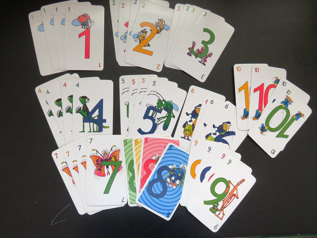 JUMBO Crazy 8s Playing Cards by Fundex - Complete Set Fun Bug Graphics ...