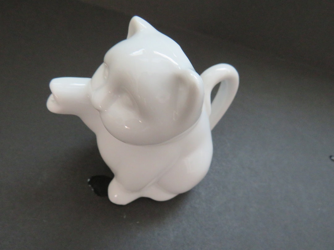 Vintage Mini Ceramic KITTEN Creamer - Tiny White Cat Individual Animal ...