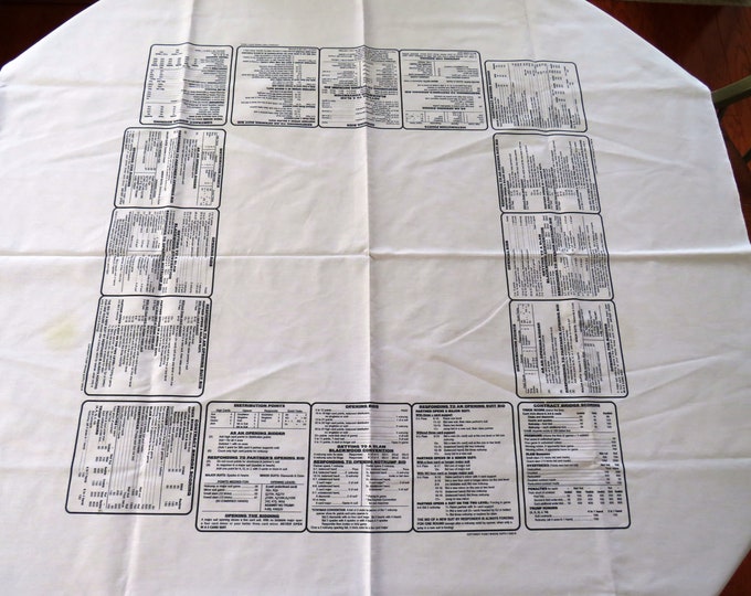 Vintage Fabric Bridge Game Card Table Tablecloth With Rules by Puget ...