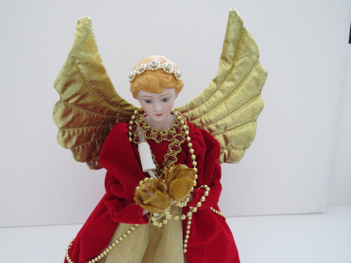 Vintage Victorian Lighted ANGEL Christmas Tree Topper by - Etsy