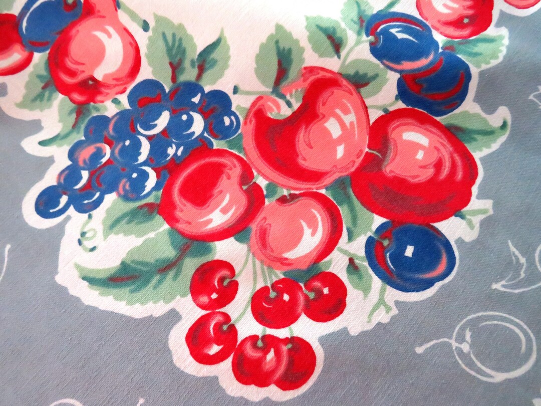 1950s Large Fruit Theme Tablecloth Cherries Apples - Etsy