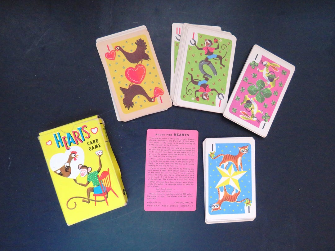 1951 HEARTS Playing Cards Game by Whitman - Complete Full Deck Original ...