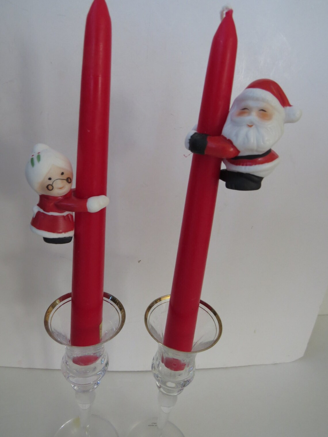 Santa Claus Mrs Claus Candle Huggers Ceramic Christmas Taper - Etsy