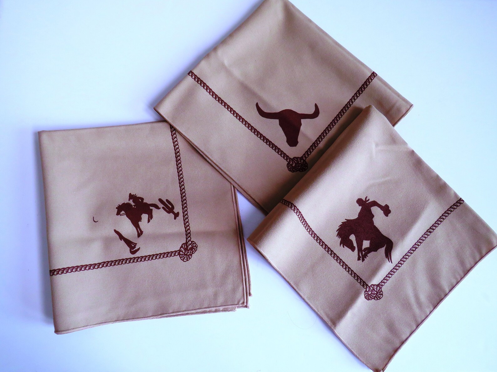 Western Theme Napkins Set of 3 Bronco Rider Steer Head - Etsy