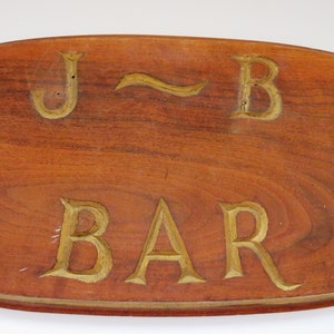 1950 Wooden BAR Sign - Salvaged Reclaimed Cherry Wood Sign - Initials ...