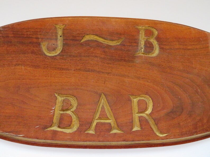 1950 Wooden BAR Sign - Salvaged Reclaimed Cherry Wood Sign - Initials ...