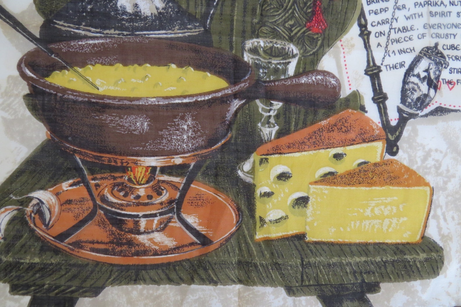 1960s Cheese Fondue Recipe Handkerchief by Stoffels - Etsy