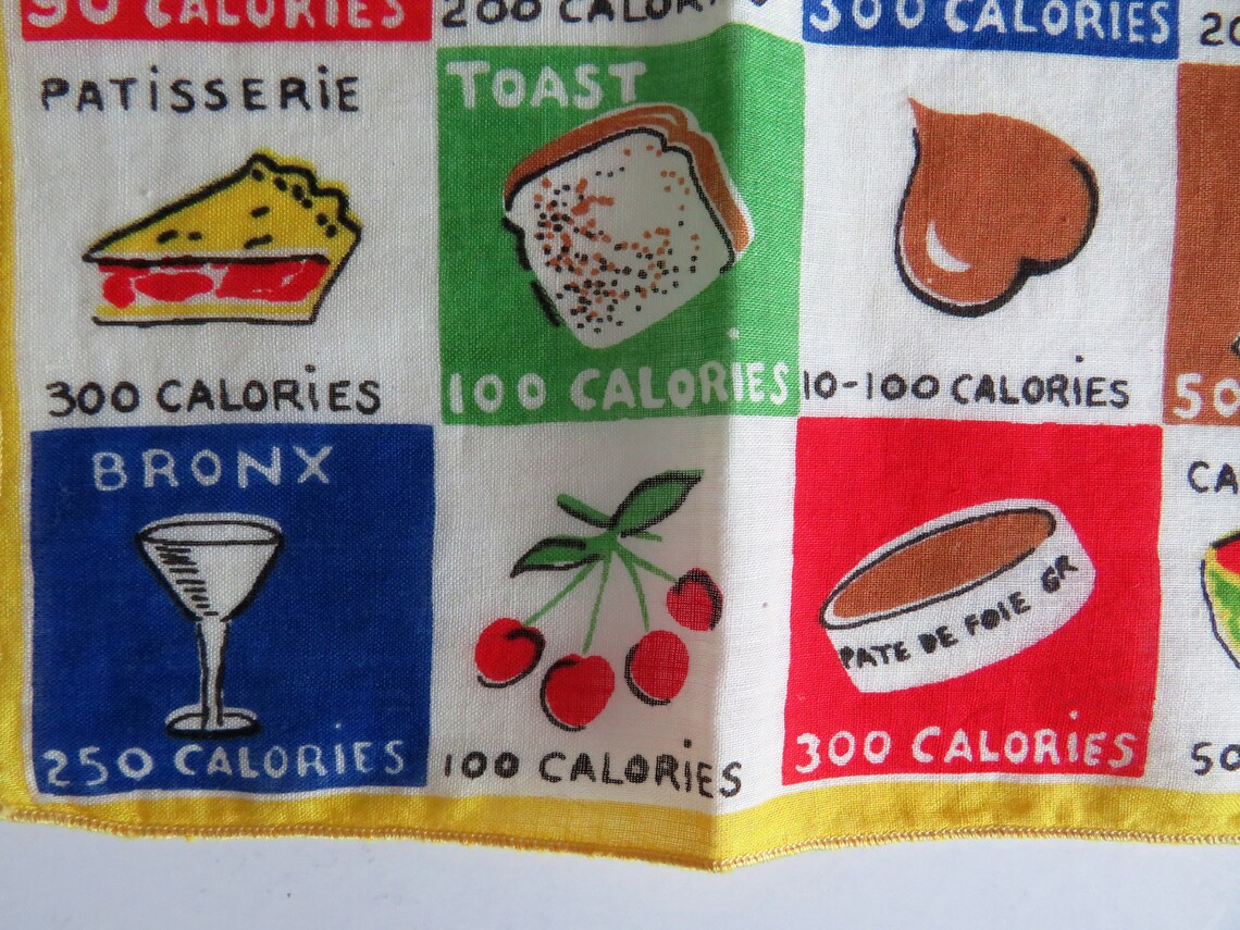 1960s Vintage Calories Handkerchief 60 Colorful Foods - Etsy