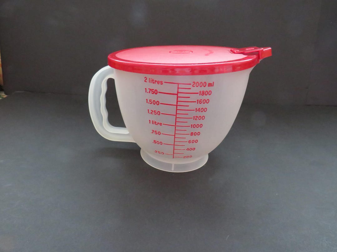 1990s Tupperware Mix N Store Measuring Pitcher Red Lid - Retro Vintage ...