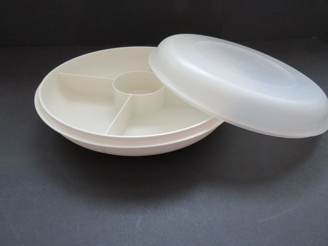 1970s Tupperware Serving Tray With Lid - 5 Compartment Party Condiment ...