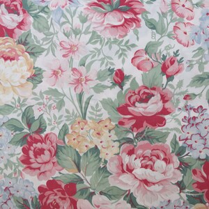 Vintage Floral Queen Flat Sheet by Springmaid Blue Pink Yellow Flowers ...