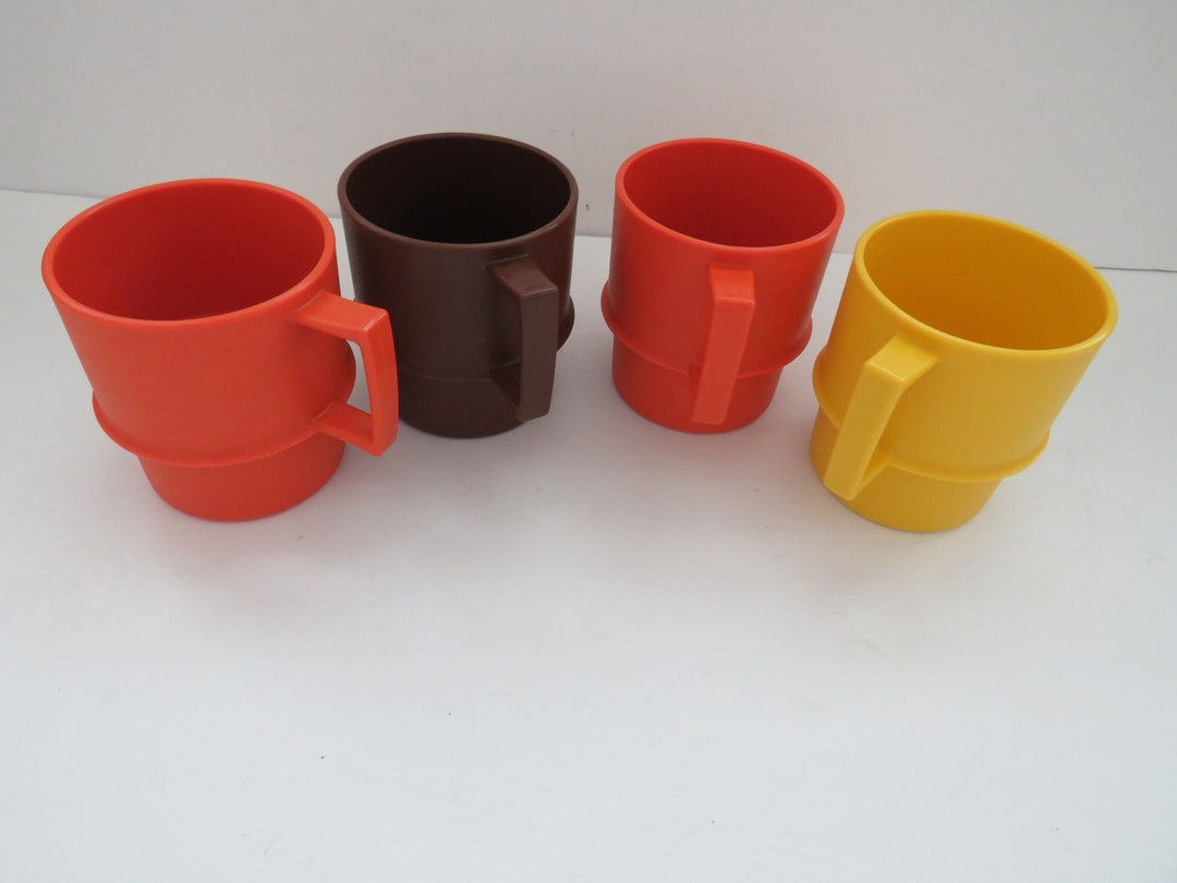 1970s Retro Tupperware Mugs Set of 4 Stackable Cups Harvest Colors ...