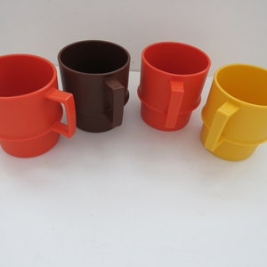 1970s Retro Tupperware Mugs Set of 4 Stackable Cups Harvest Colors ...