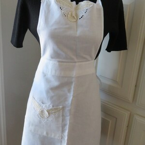 1960s Vintage Bib Apron White Linen Embroidered Appliqued - Etsy