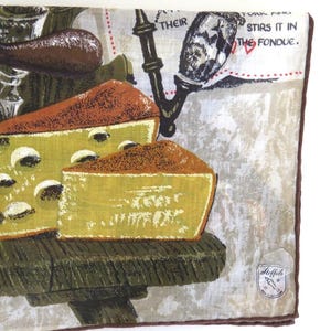 1960s Cheese Fondue Recipe Handkerchief by Stoffels Switzerland ...