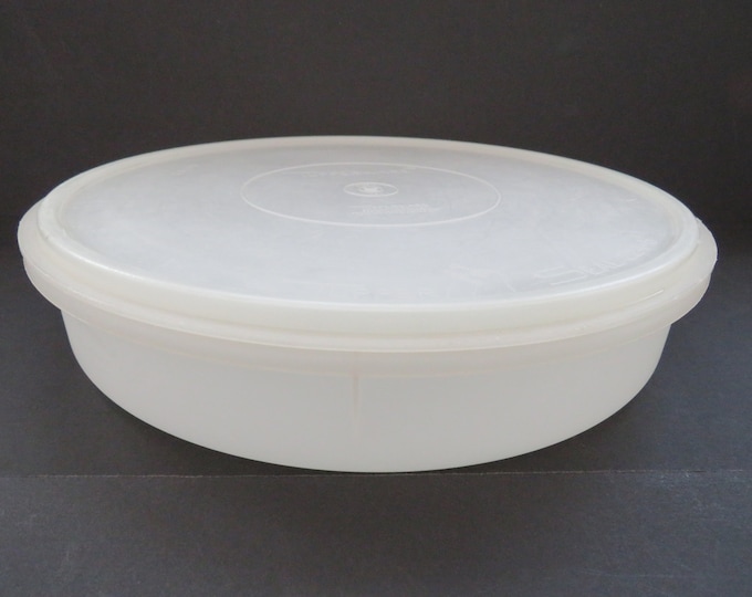 Tupperware Round Pastry Taker - White Clear Cookies Pie Cupcake Holder ...