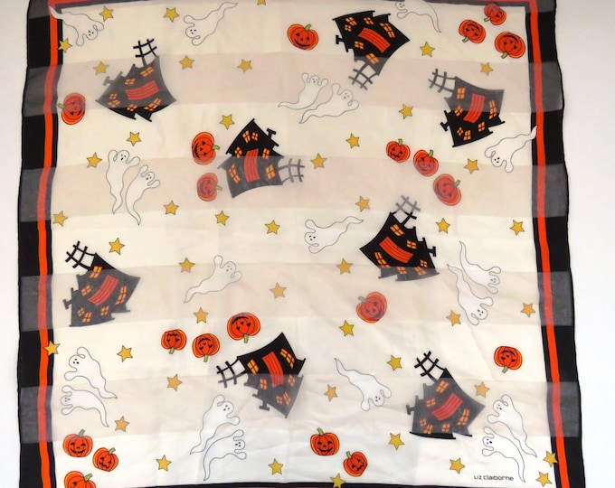 Halloween Scarf by Liz Claiborne - Ghosts Haunted House Pumpkins ...