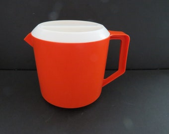 1980s Tupperware 1 Quart Pitcher - Bright Orange Push Button Lid ...