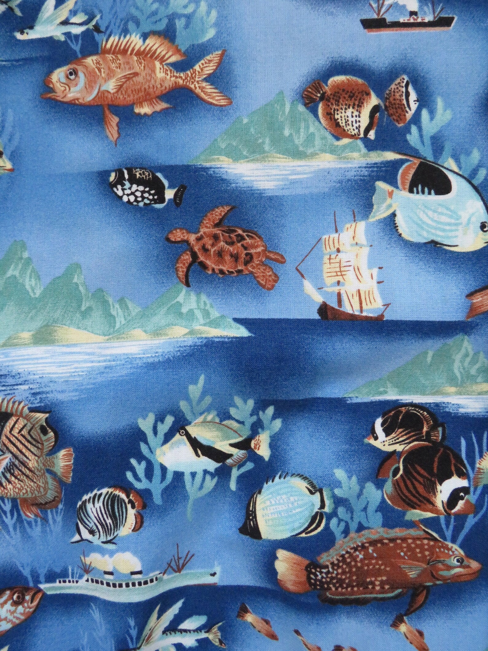1990s Mens Blue FISH Hawaiian Aloha Shirt by RJC - Size Large ...