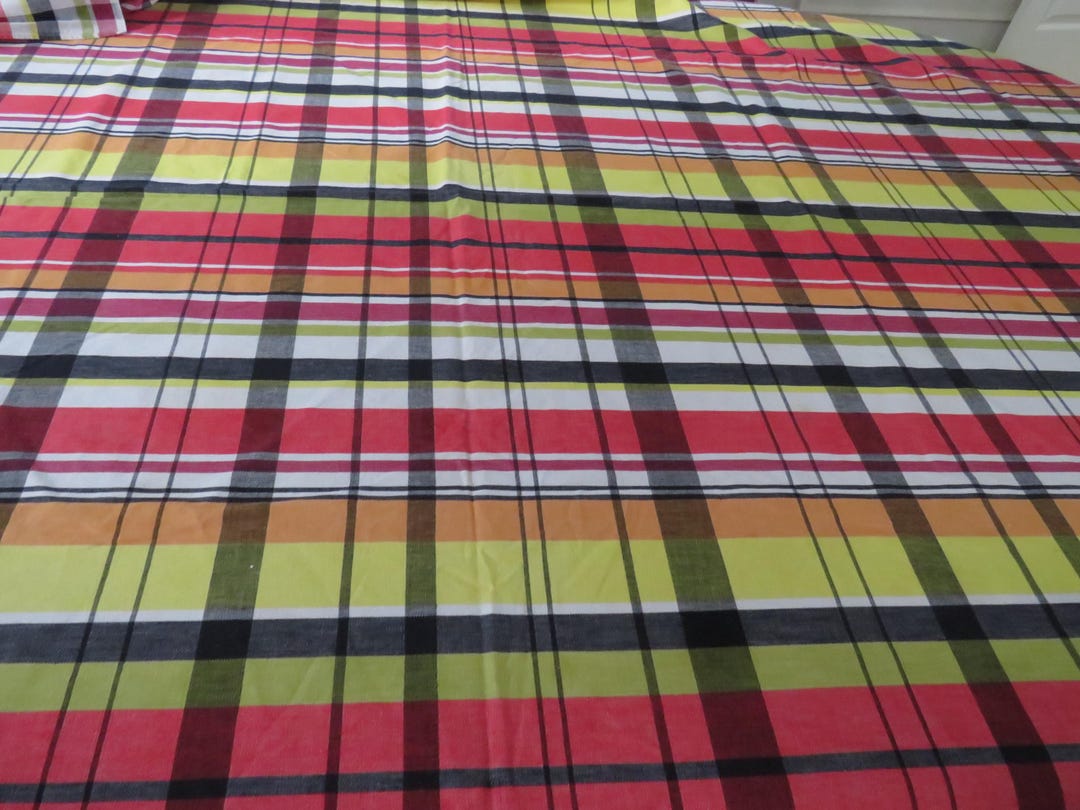 1950s MCM Retro Mod Tablecloth by Simtex - Russel Wright Plaid Stripes ...