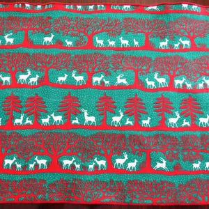 Vintage Christmas Table Runner Table Scarf Red Green White Deer Mantle ...