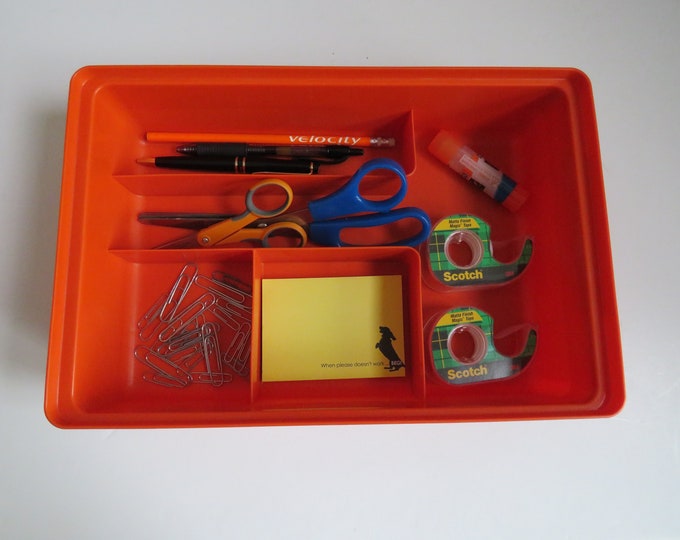 1980s Tupperware Hobby Organizer - Orange Divided Plastic Container ...