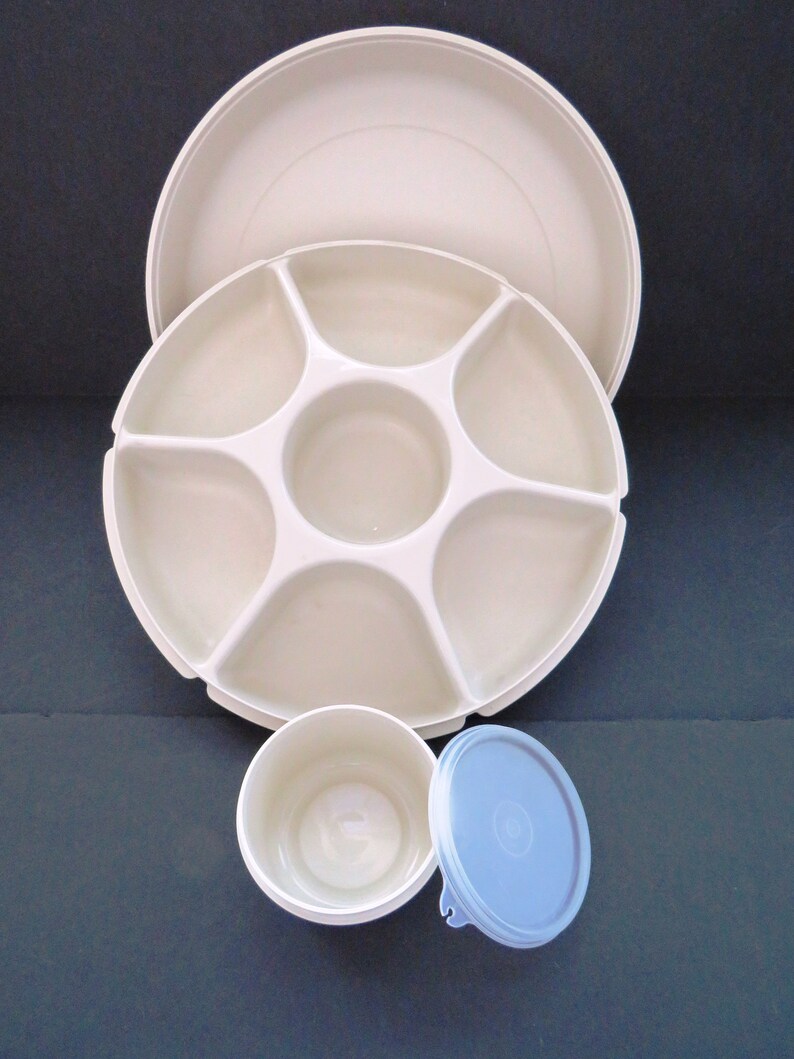 Tupperware Serving Tray with Lid and Dip Holder 6 | Etsy