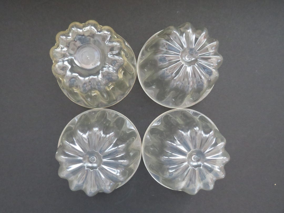 Large Plastic Jello Molds by Tainer Corp - Vintage 1960s Clear Swirl ...