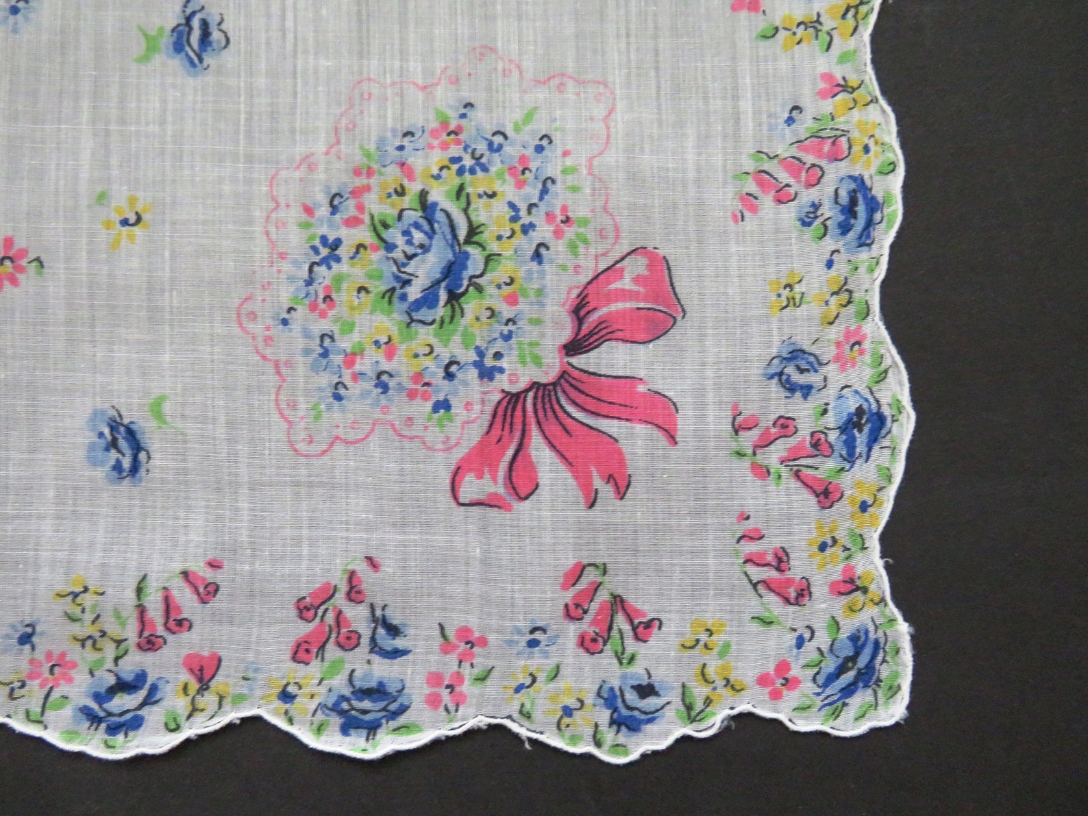 Vintage Floral Handkerchief Bouquets of Flowers Hanky Blue - Etsy