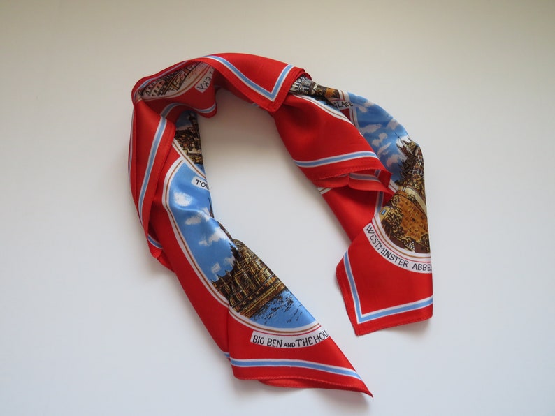 Vintage LONDON England Souvenir Scarf Famous London Sites - Etsy